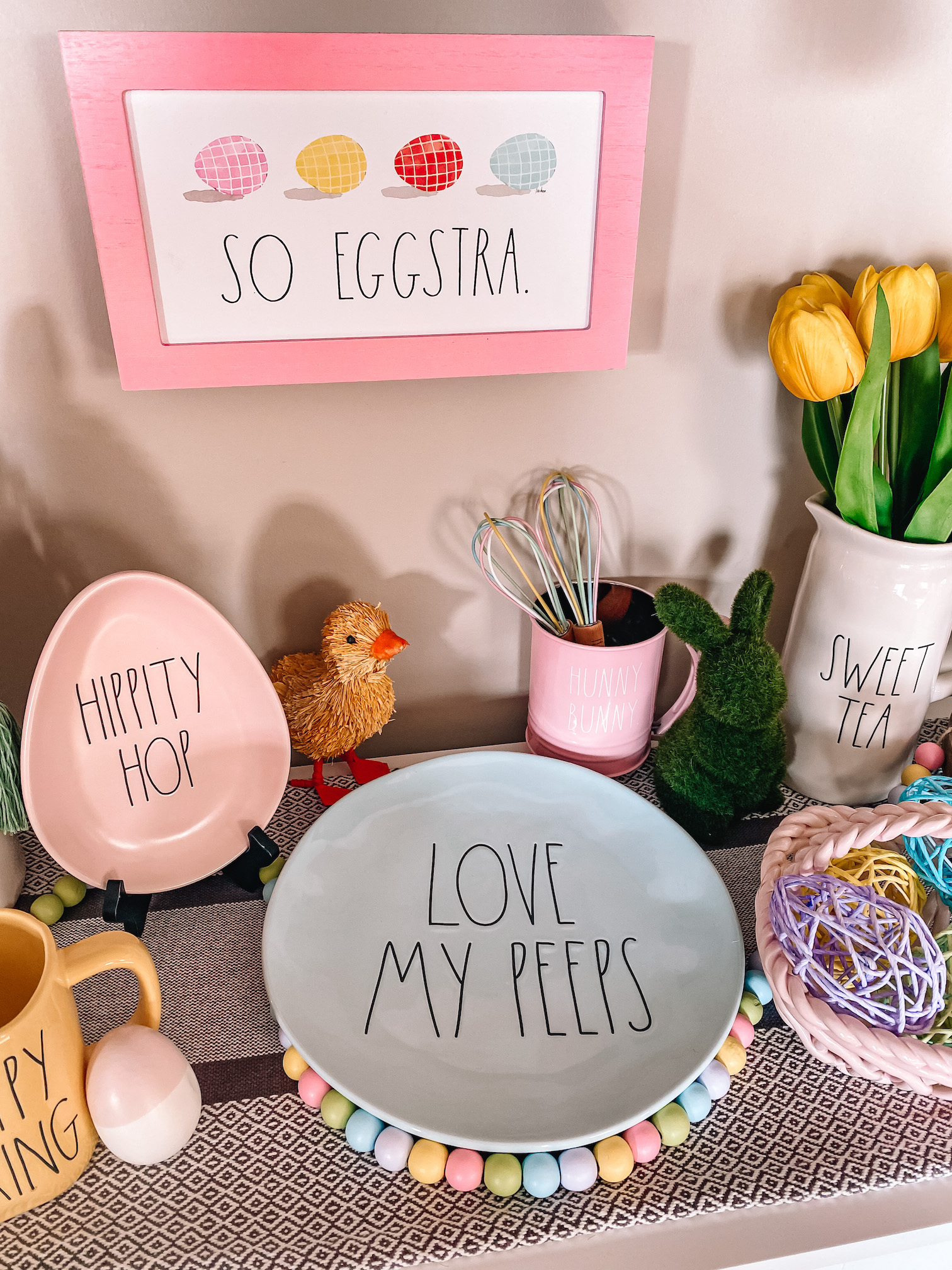 Colorful Rae Dunn Easter Display • Ashley Burk Home + Lifestyle