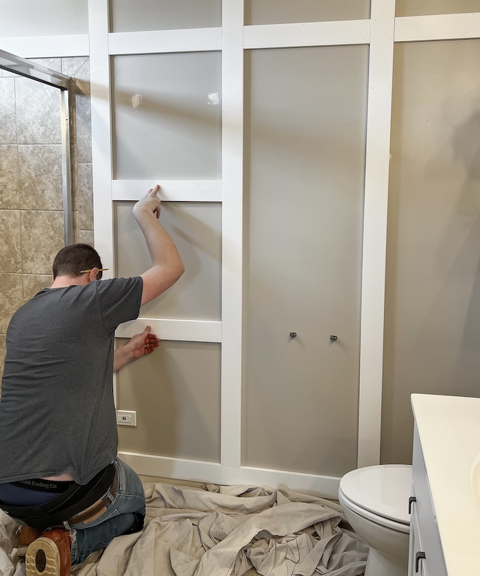 Creating a Simple Bathroom Board and Batten Accent Wall • Ashley Burk